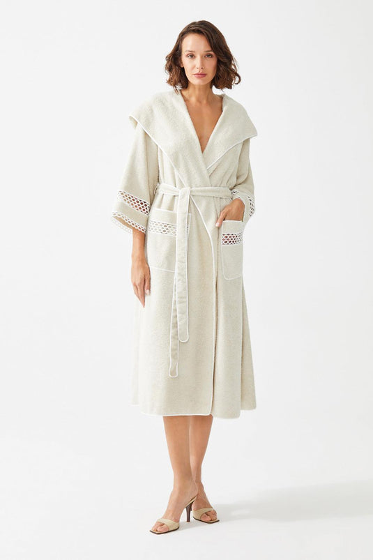 Wadha Cotton Bathrobe Beige – Bocan